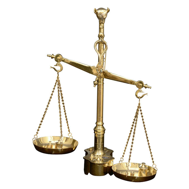 19th Century Polished Bronze and Brass Balance Scale at 1stDibs