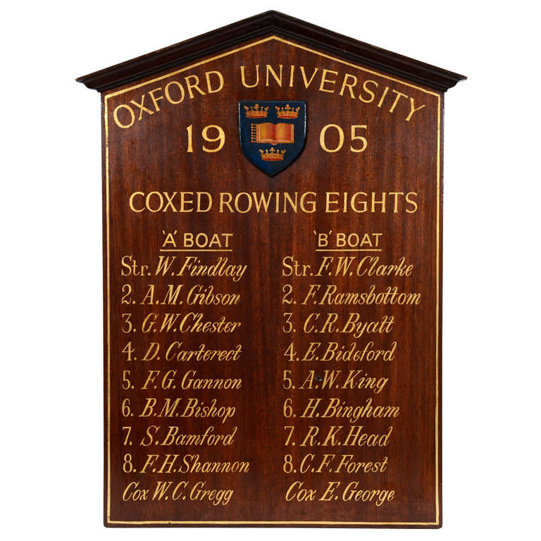 Oxford Rowing Awards Plaque, England, 1905 at 1stDibs