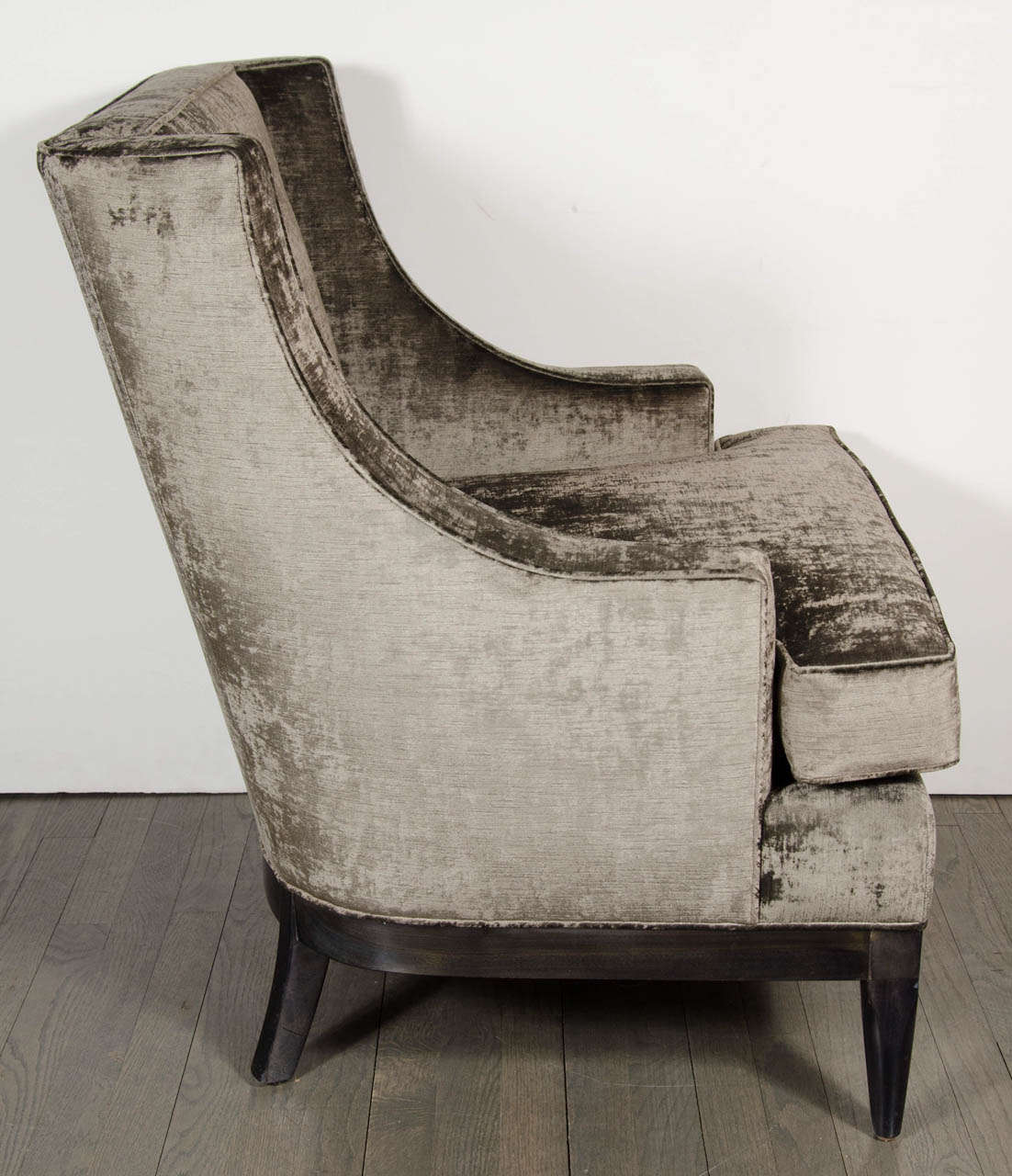 Pair of Mid-Century Modern High/ Button Back Chairs in Smoked Pewter ...
