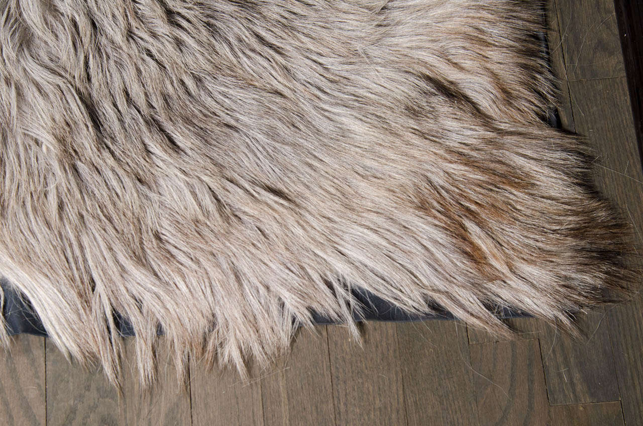 Long Hair Silver Goat Skin Rug at 1stDibs