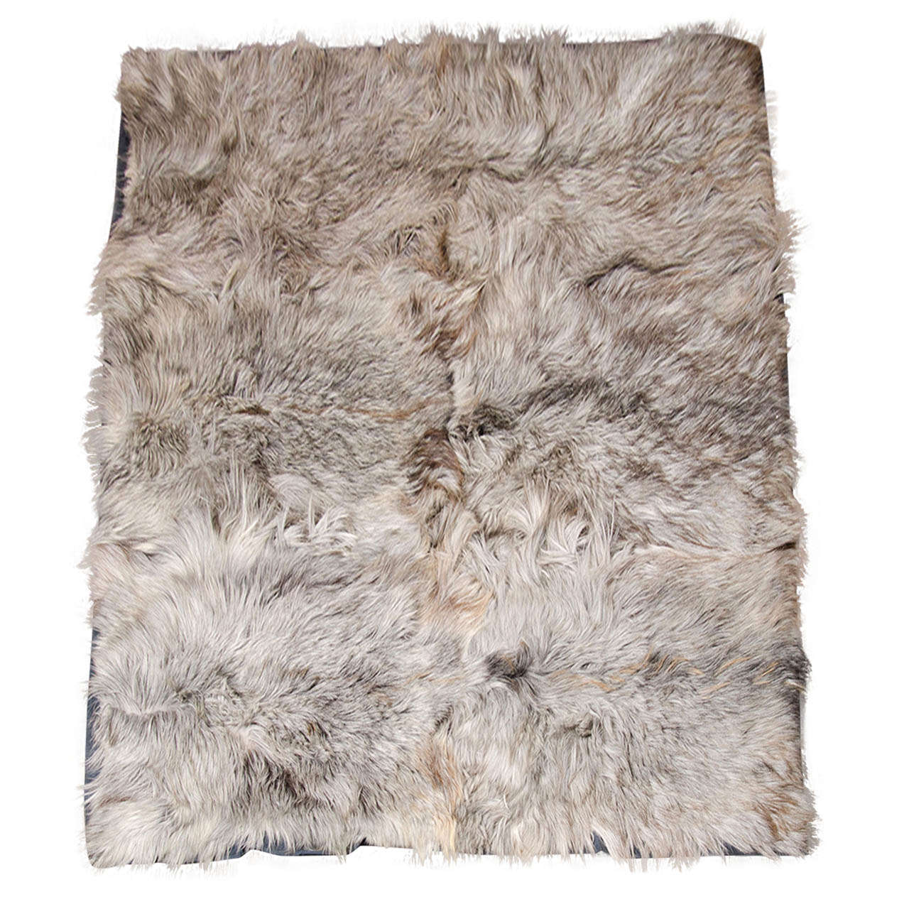 Long Hair Silver Goat Skin Rug at 1stDibs
