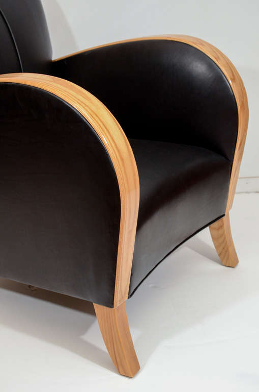 Art Deco Club Chairs in Black Motorcycle Leather For Sale at 1stDibs ...
