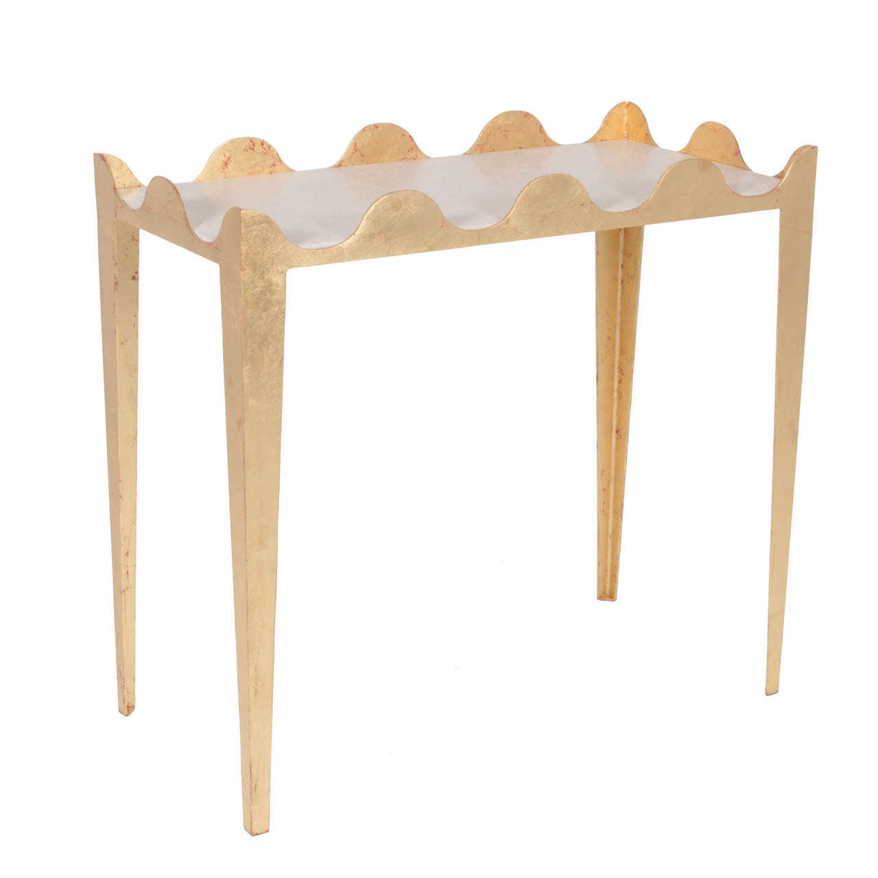 Scalloped Gilded Iron Console Table at 1stDibs