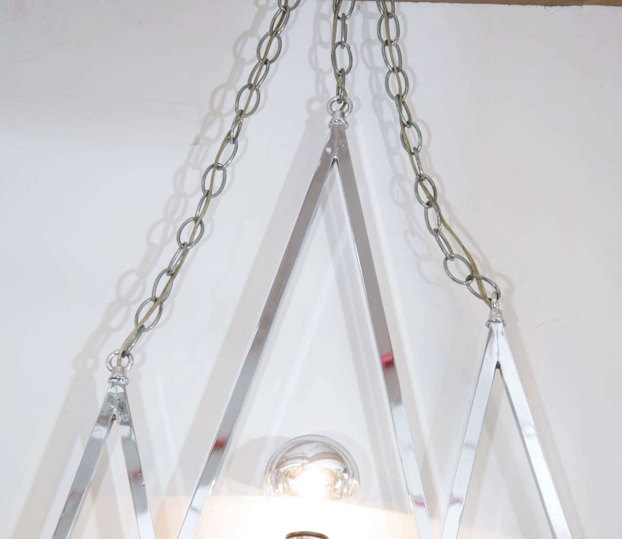 A Mid Century Chrome Chandelier with Three Hanging Triangles For Sale ...