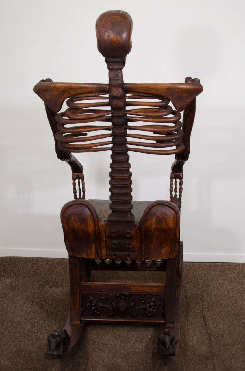 An Antique Hand-Carved Skeleton Rocking Chair at 1stDibs | skeleton ...
