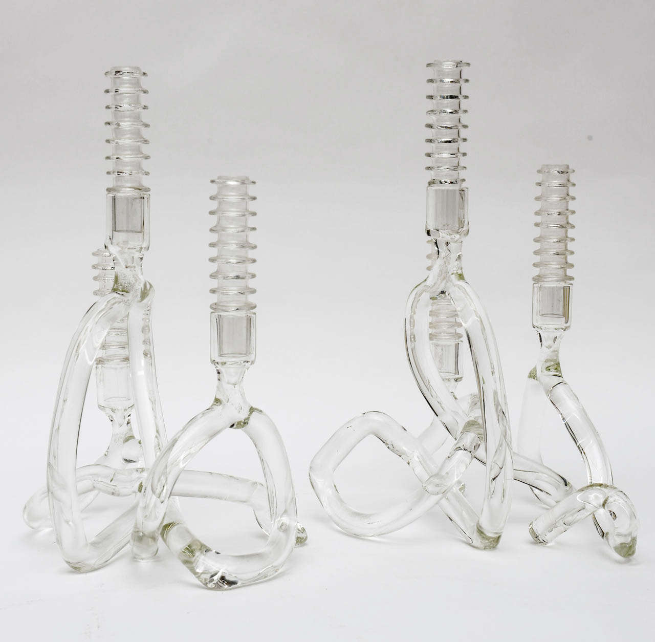 Beautiful Pair of Hand Blown Glass Flower/ Orchid Holders/ Vases at 1stDibs