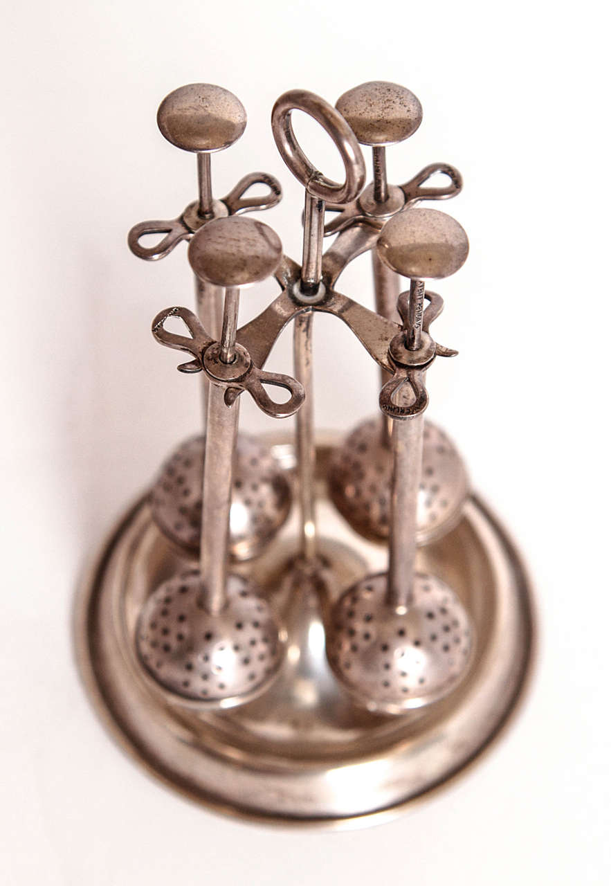 Vintage Modernist Art Deco Sterling Silver Tea Infuser Set on Original ...