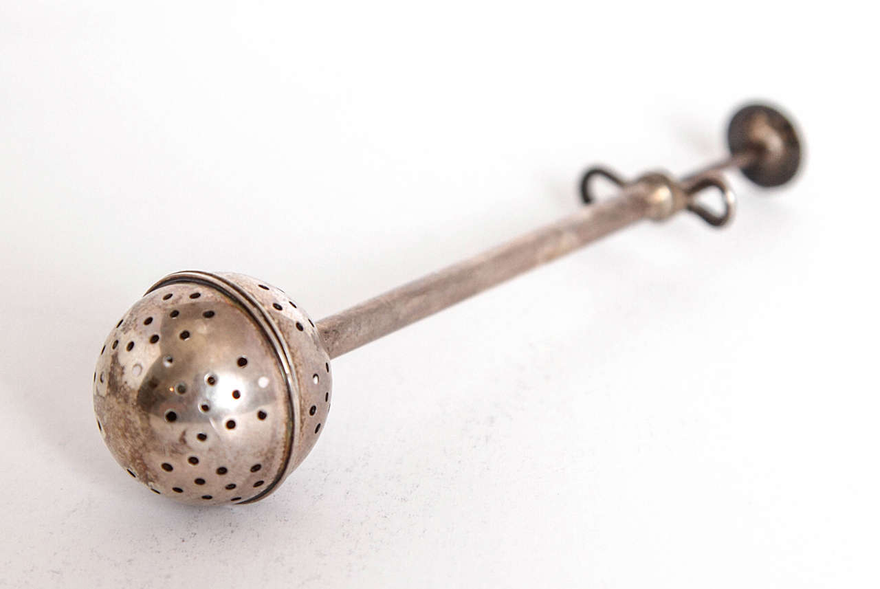 Vintage Modernist Art Deco Sterling Silver Tea Infuser Set on Original ...