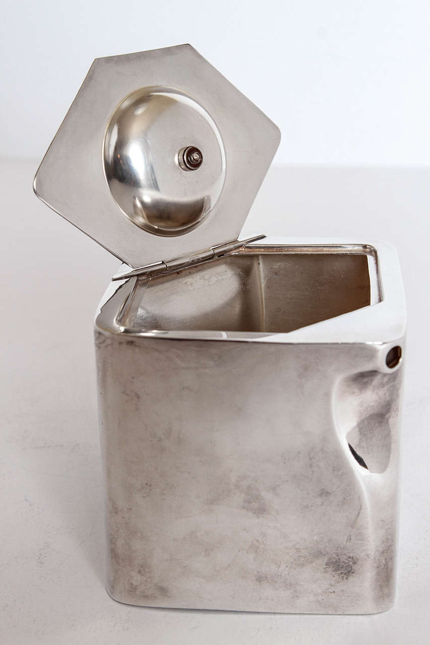 Uncommon English silver plate vintage CUBE teapot by Robert Johnson for ...