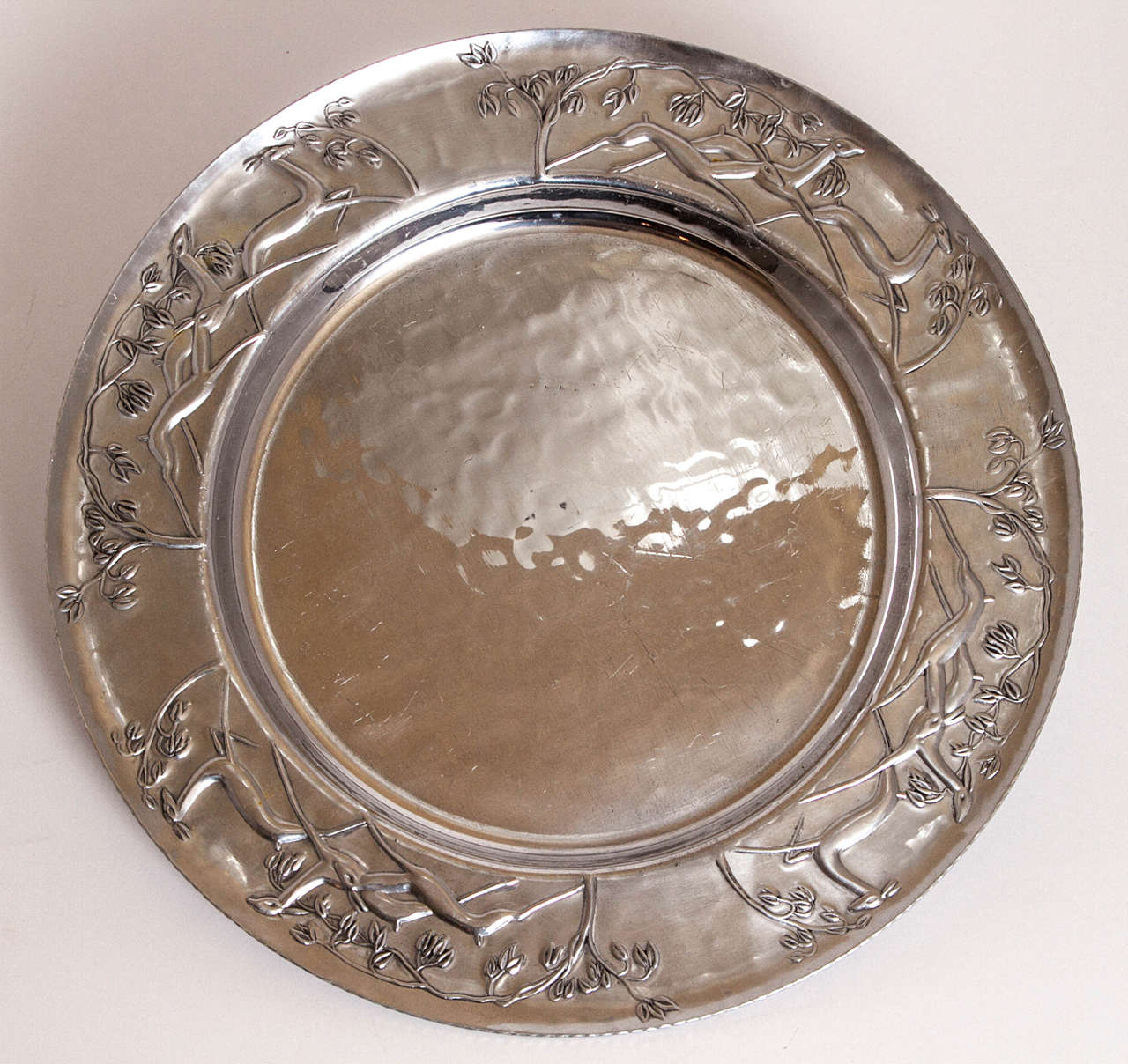 Large Everlast Forged Aluminum Art Deco Serving Plate For Sale at 1stDibs
