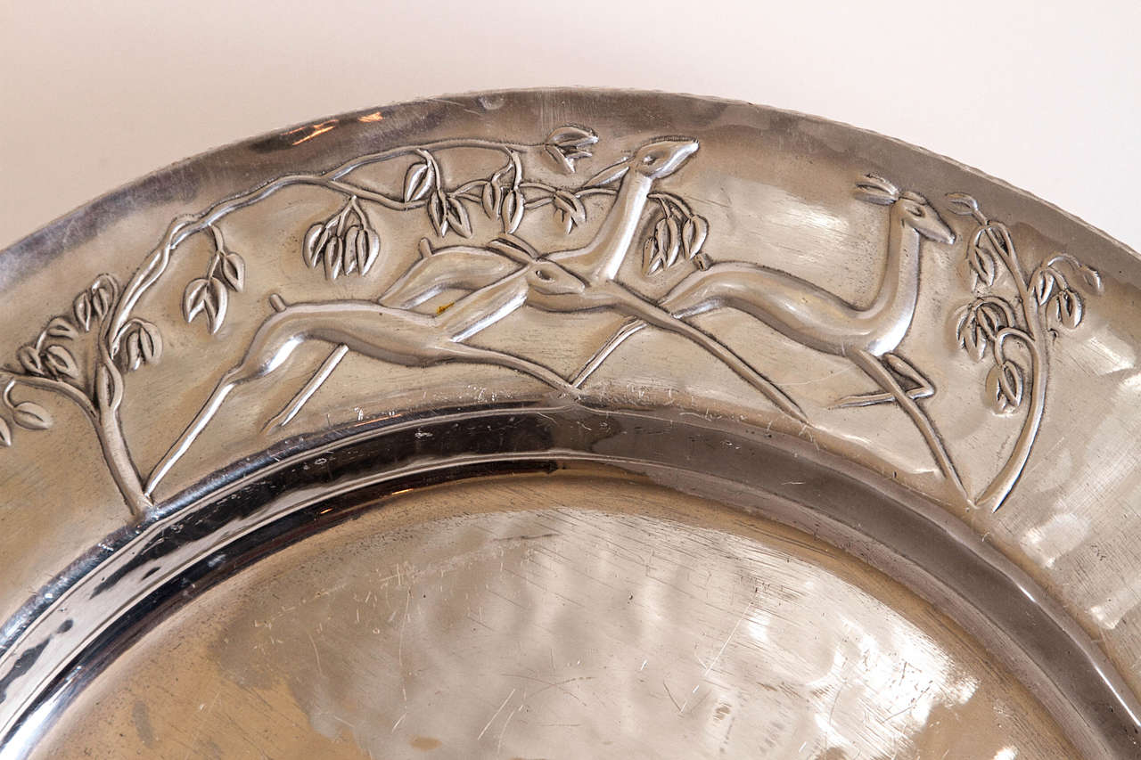 Large Everlast Forged Aluminum Art Deco Serving Plate For Sale at 1stDibs
