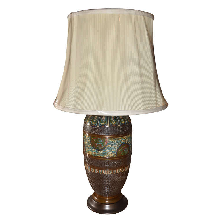 Champleve Jar Mounted as Table Lamp For Sale at 1stDibs