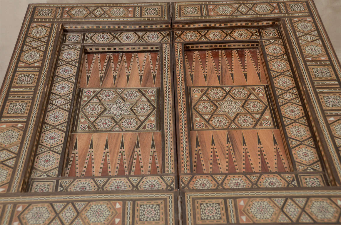 Middle Eastern Folding Inlaid Games Table at 1stDibs