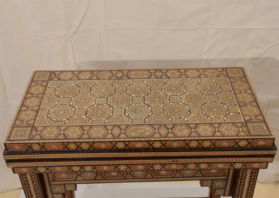 Middle Eastern Folding Inlaid Games Table at 1stDibs