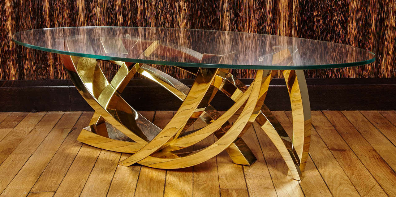 Impressive Brass Coffee Table by Claude Mercier, Sculptor/Designer ...