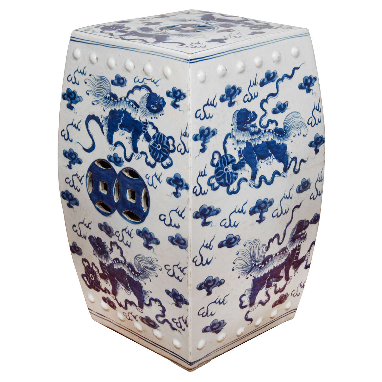 Blue and White Chinese Garden Stool at 1stDibs