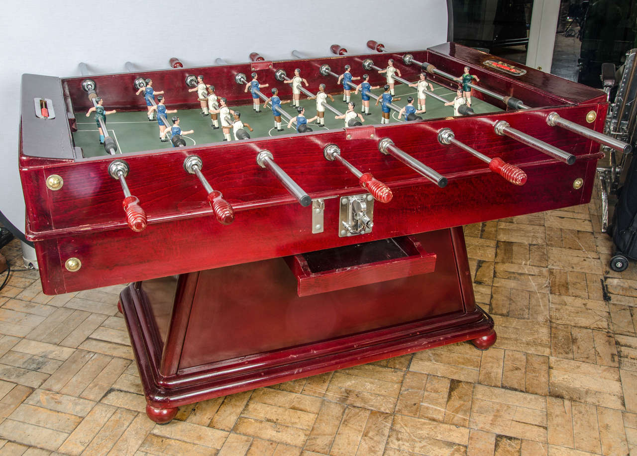 Foosball Table with Original Cherry Red Lacquer, Spanish circa 1970 at ...