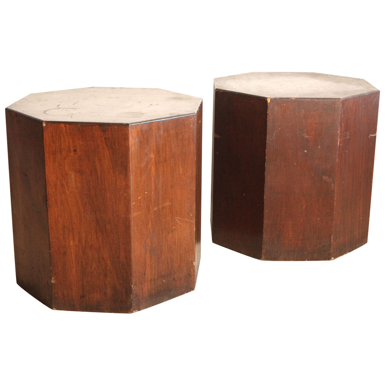 Rustic Wood Octagonal Prism Side Tables at 1stDibs | octagonal wood