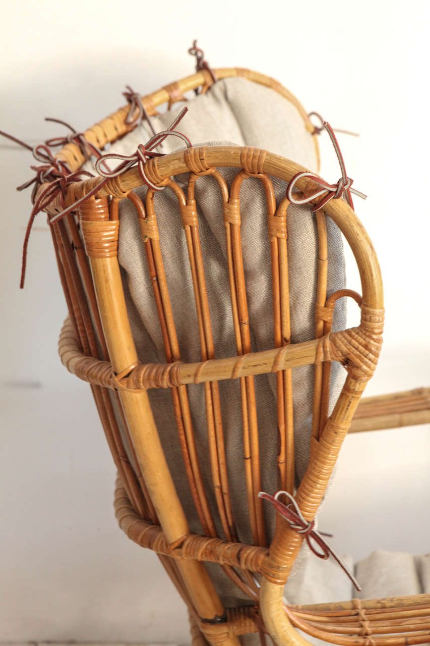 Vintage Bamboo and Cane Wingback Lounge Chair at 1stDibs | cane wing chair