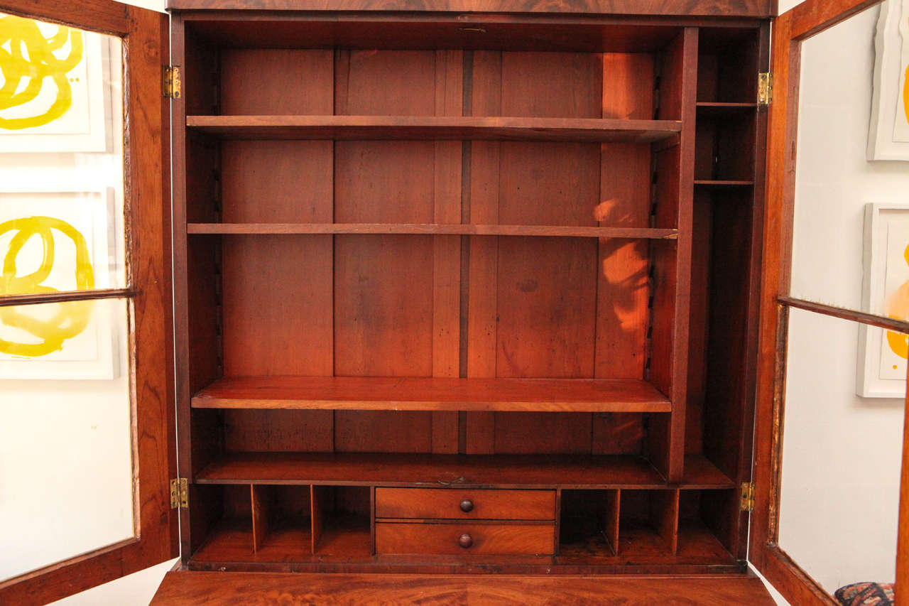 Two Piece Colonial Secretary with Display Shelves and Three Drawers at ...