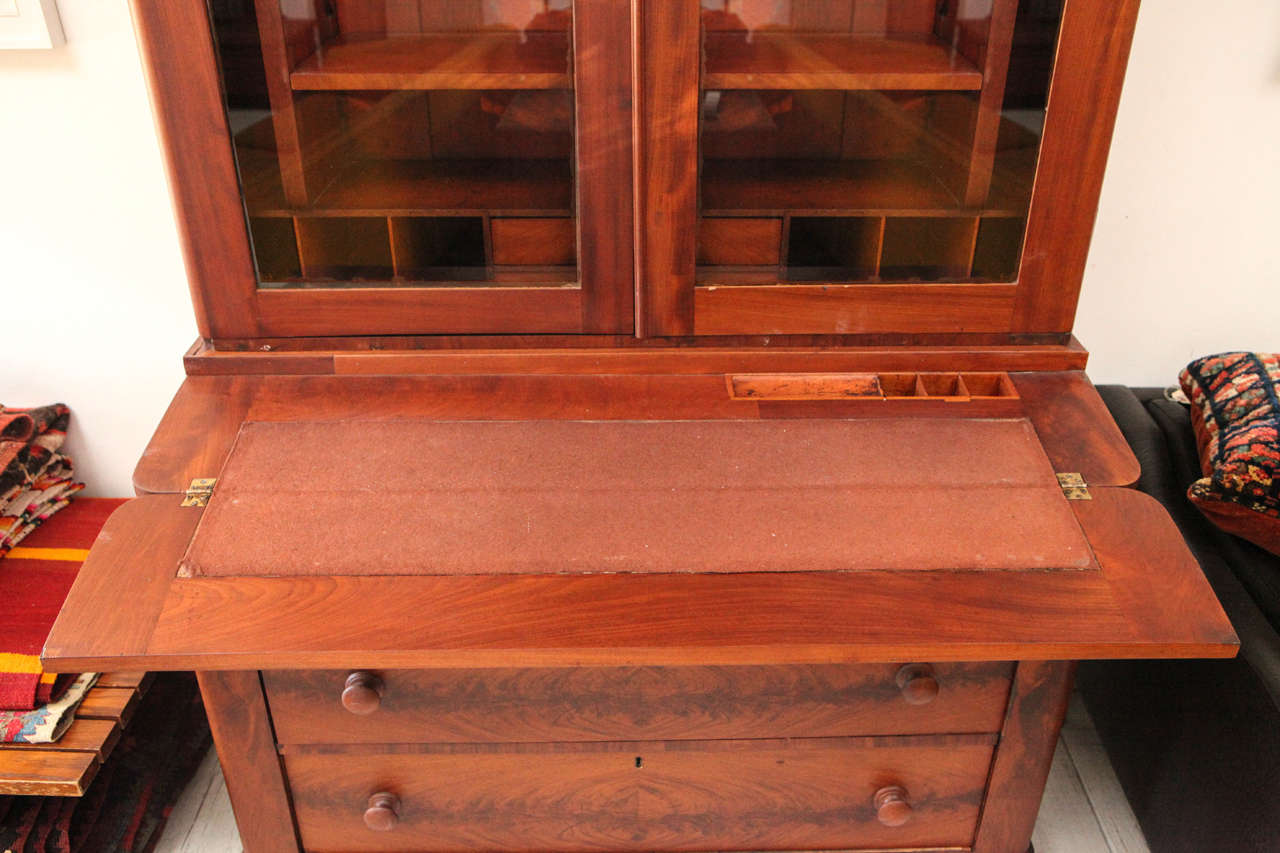 Two Piece Colonial Secretary with Display Shelves and Three Drawers at ...