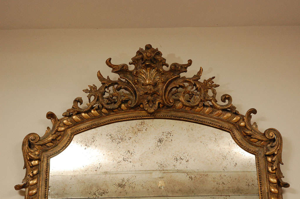 Carved French Mirror With Parcel Gilding at 1stDibs