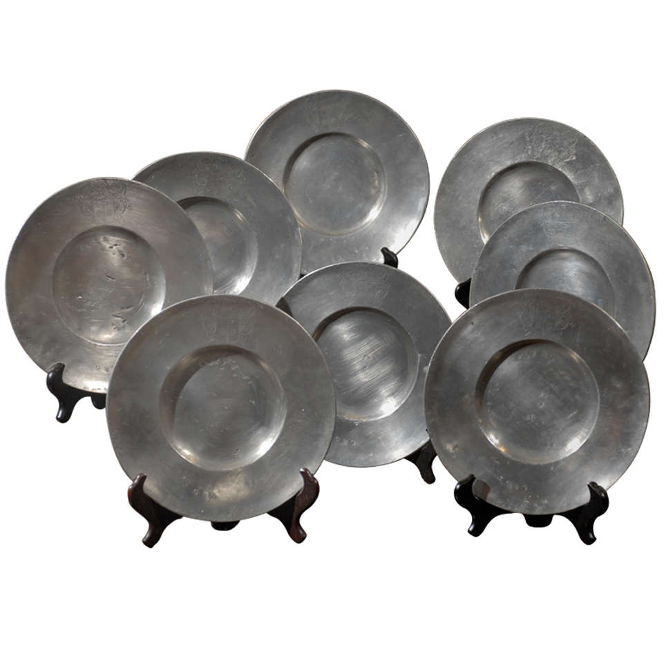 Set of 8 18th Century Pewter Plates at 1stDibs