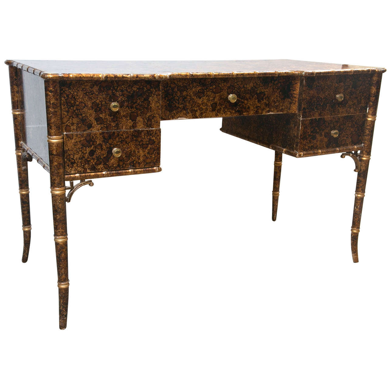 Tortoise Shell Faux Decorated Desk at 1stDibs | faux tortoise shell ...