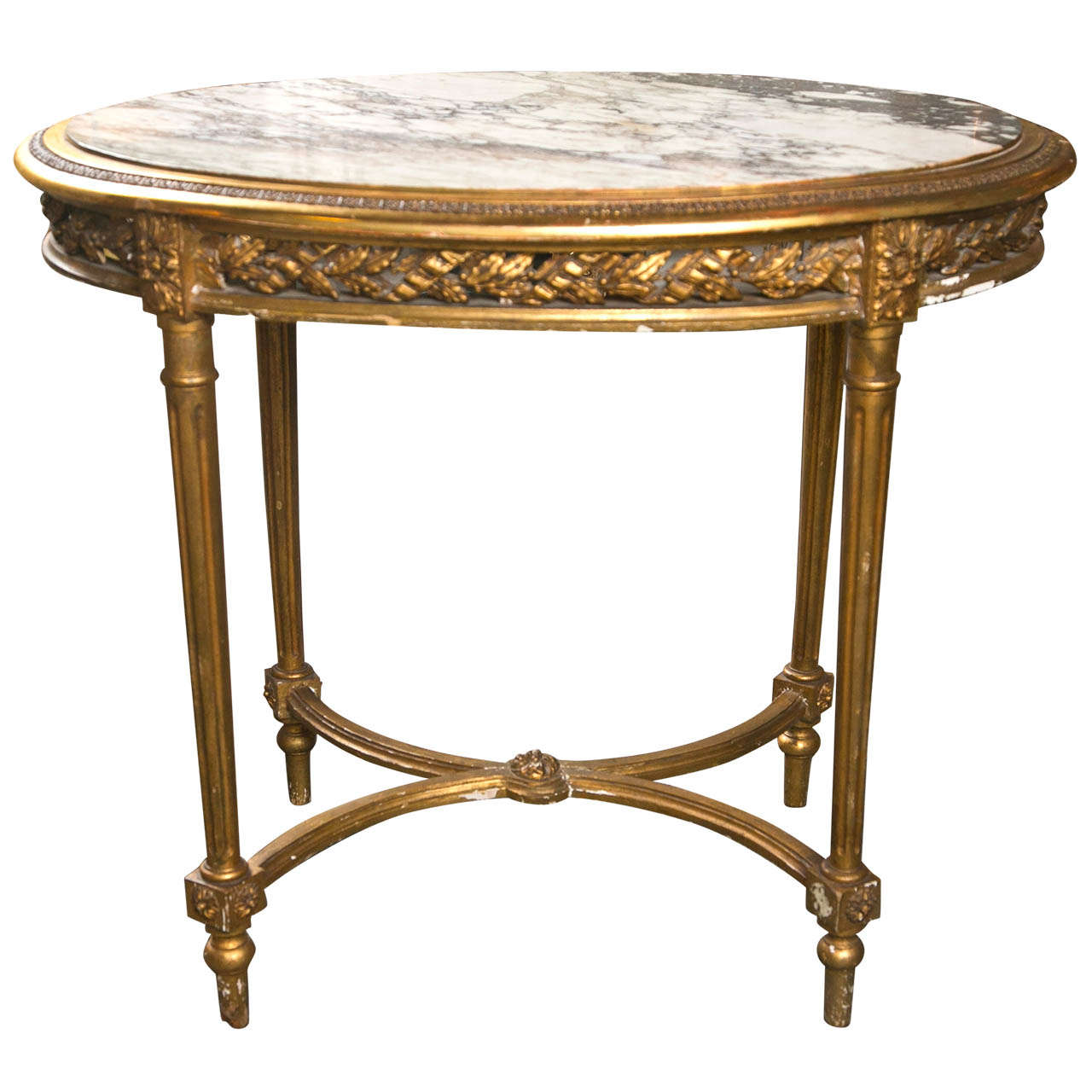 French Louis XVI Style Marble Top Giltwood Table at 1stDibs