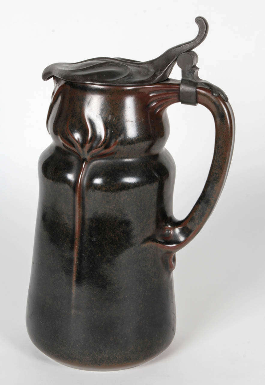 Walter Magnussen / German Jugendstil Covered Stoneware Pitcher circa ...