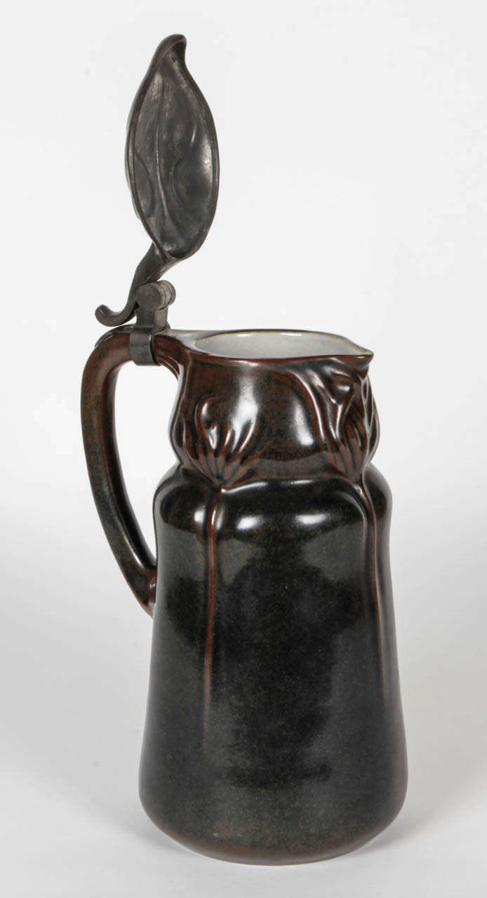 Walter Magnussen / German Jugendstil Covered Stoneware Pitcher circa ...