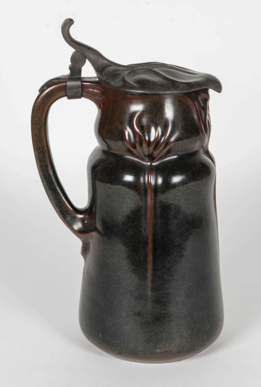 Walter Magnussen / German Jugendstil Covered Stoneware Pitcher circa ...