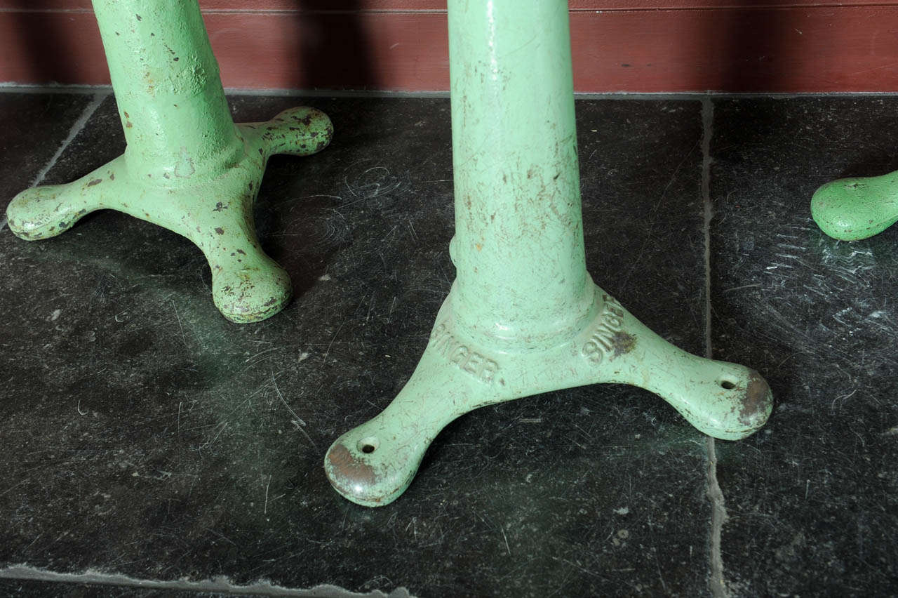 Set Of 6 Industrial Cast Iron "Singer" Tripod Machine Stools (1 left ...