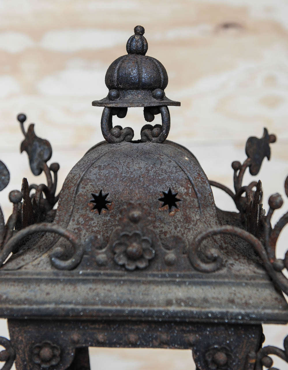 Very Rich Decorated Dutch Wrought Iron Lantern , Late 19th C at 1stDibs
