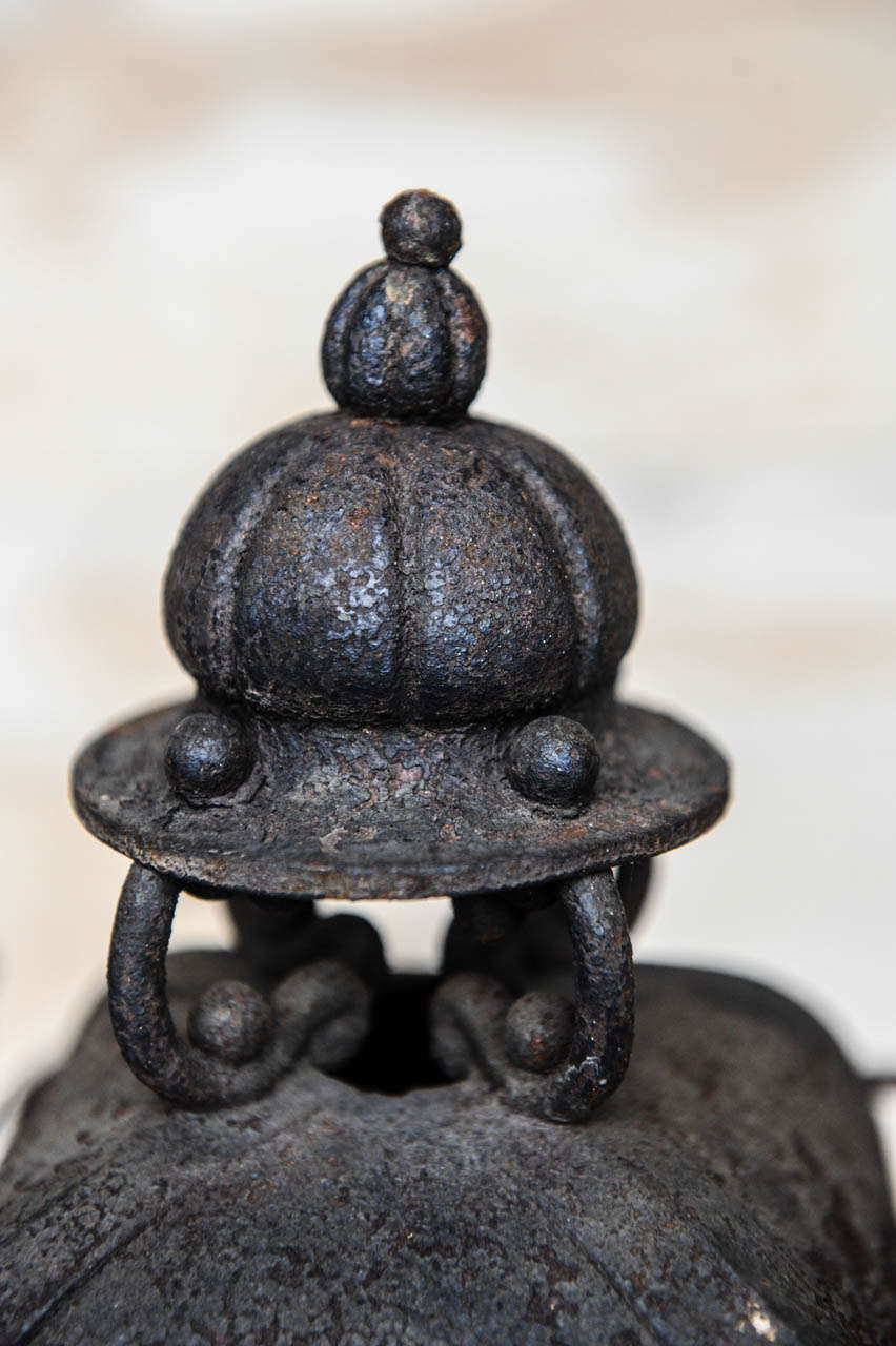 Very Rich Decorated Dutch Wrought Iron Lantern , Late 19th C at 1stDibs