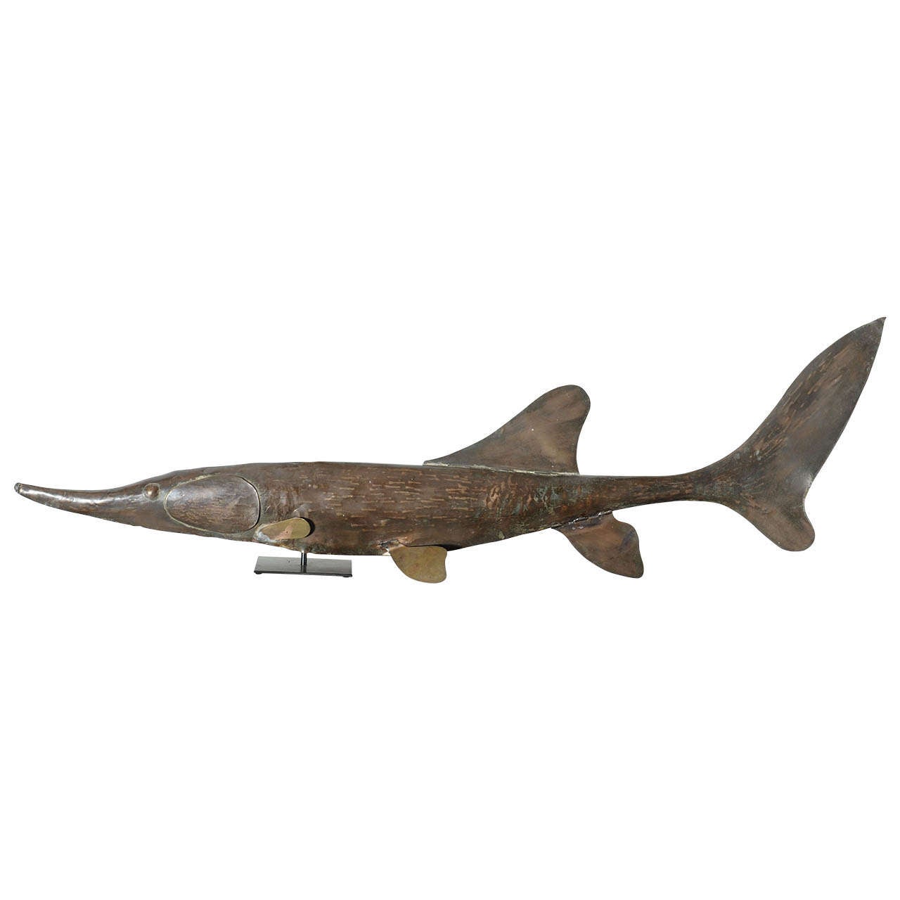 Hand Hammered Copper Wind Vane in Form of Sturgeon at 1stDibs