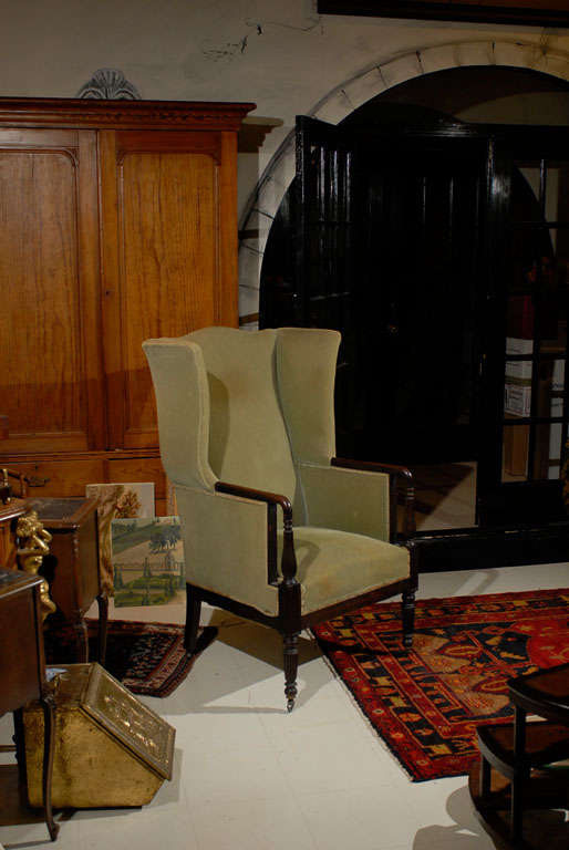 American Federal-Style Mahogany Wing Chair at 1stDibs
