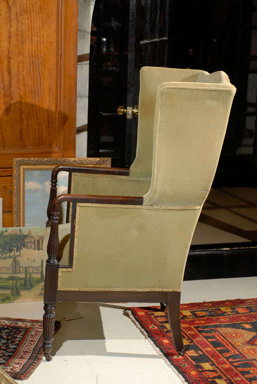 American Federal-Style Mahogany Wing Chair at 1stDibs
