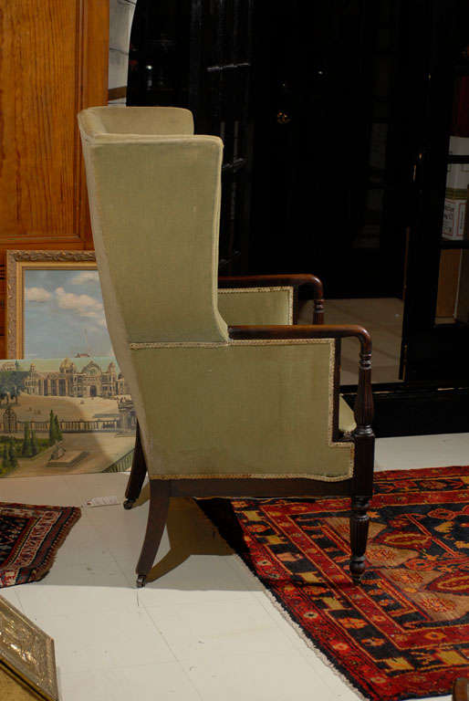 American Federal-Style Mahogany Wing Chair at 1stDibs