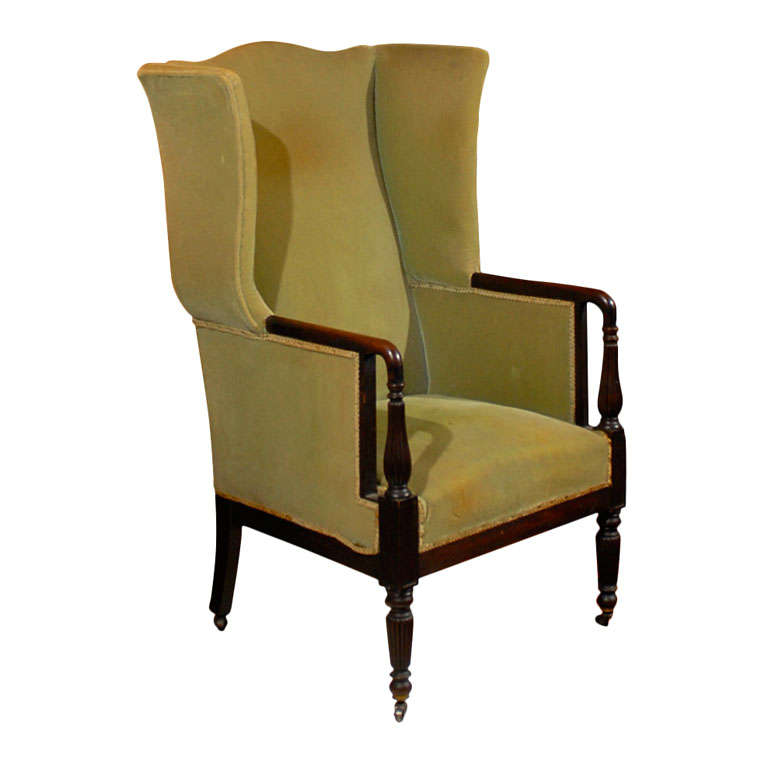 American Federal-Style Mahogany Wing Chair at 1stDibs