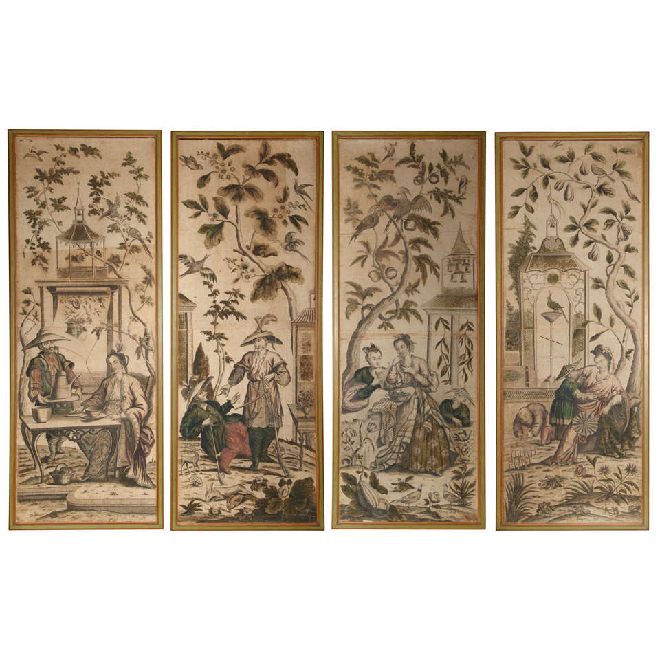 Beautiful and elegant suite of four 18th century engravings at 1stDibs