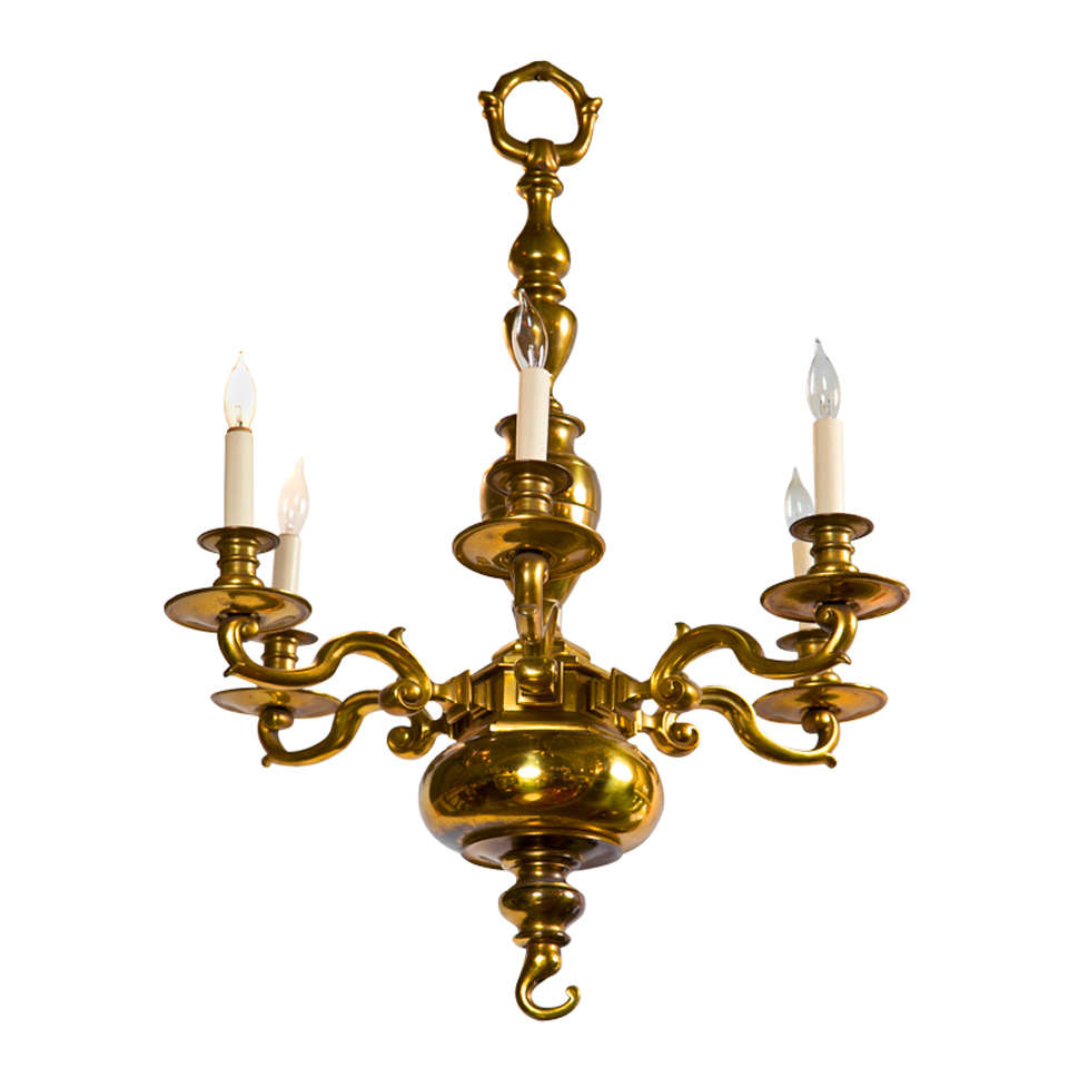 Fine Classic Six-Light English Brass Chandelier with Trammel, Both ...