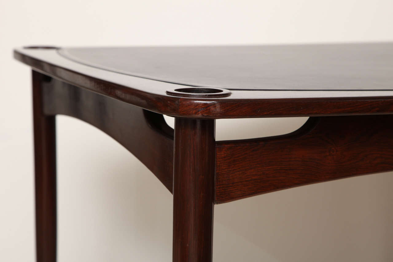 Solid Rosewood Games Table with Leather Top designed by Sergio ...