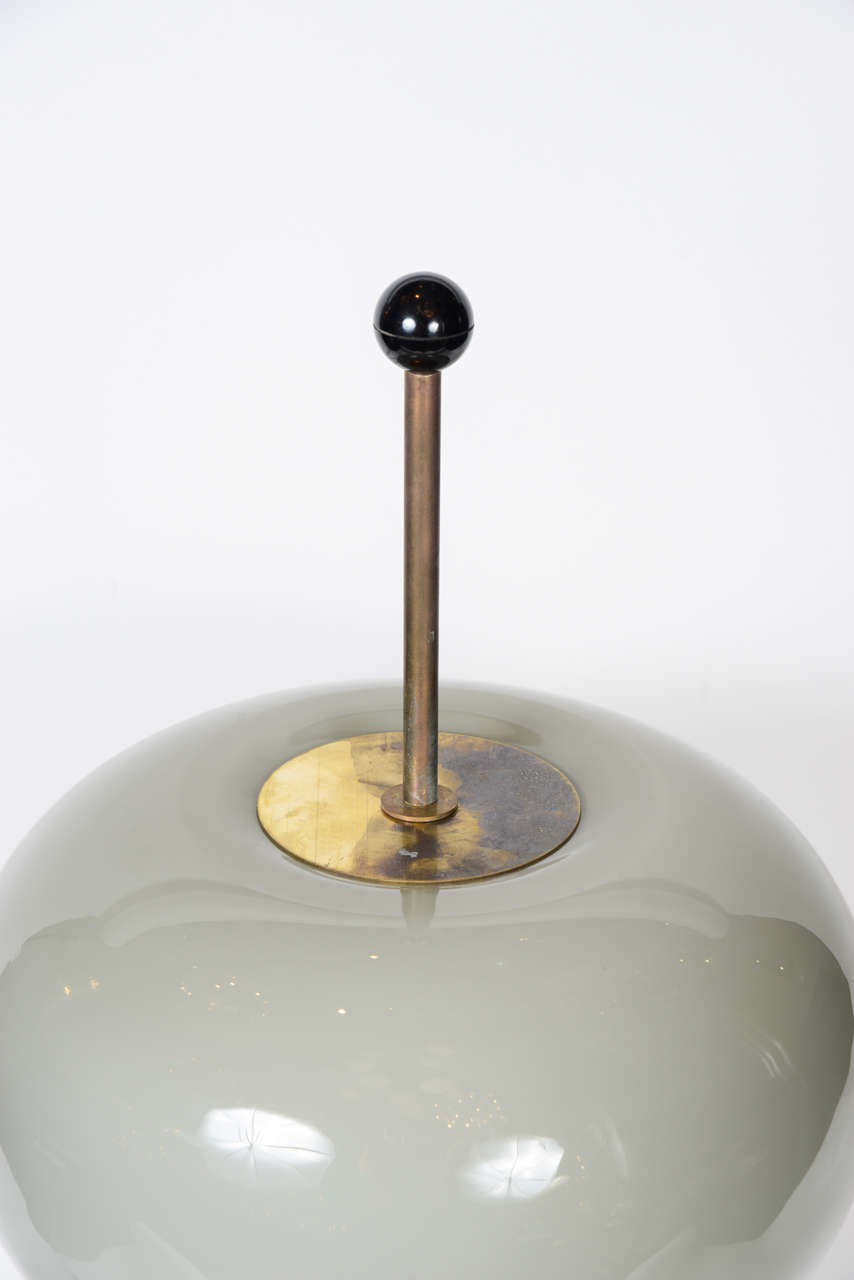 Pair Of Grey Glass Globes Lamps At 1stdibs