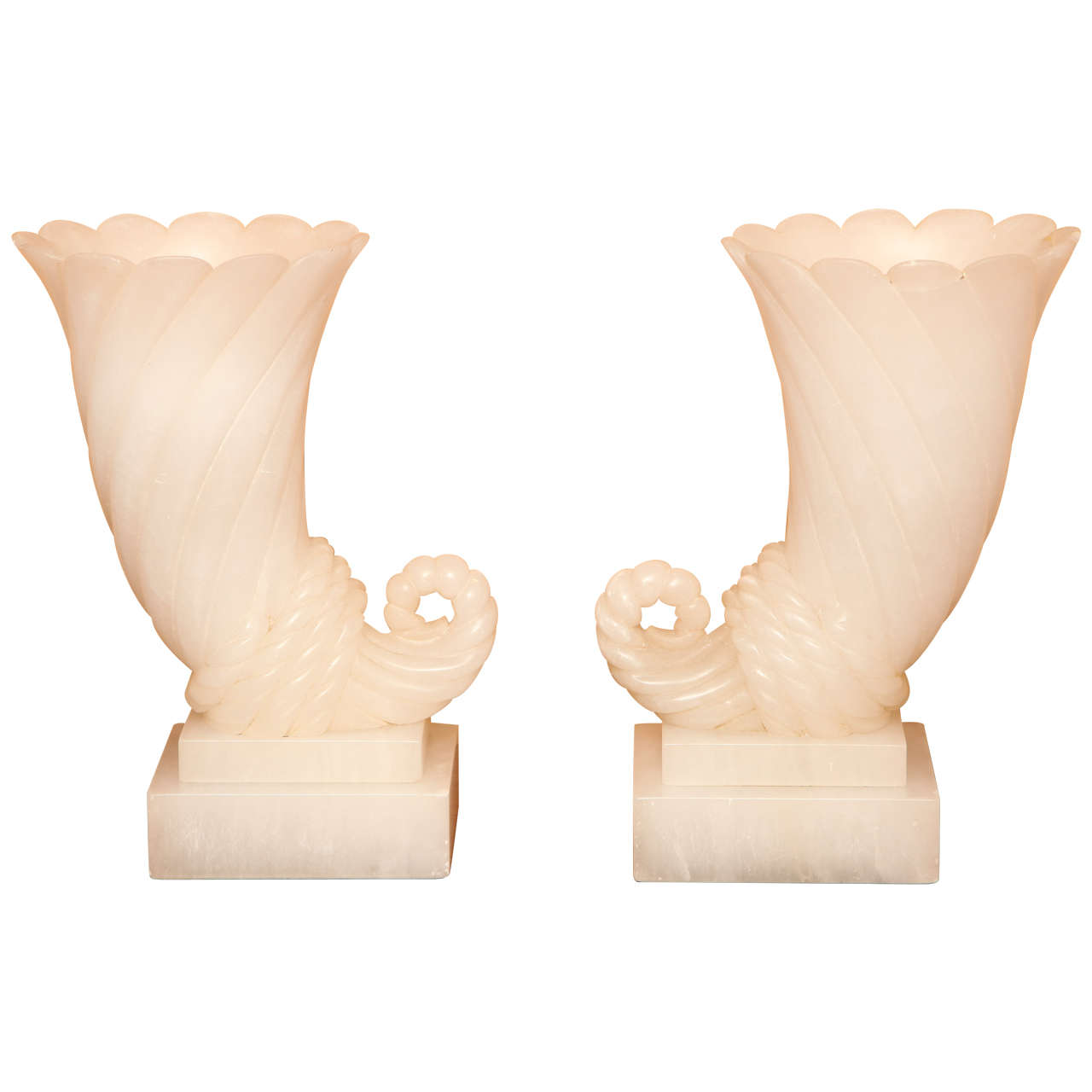 Pair of Italian 1930s Alabaster Lamps For Sale at 1stDibs