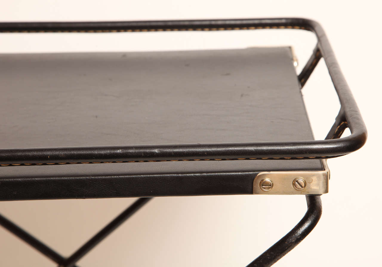 French 1960s Folding Tray Table in Black Leather at 1stDibs | french ...