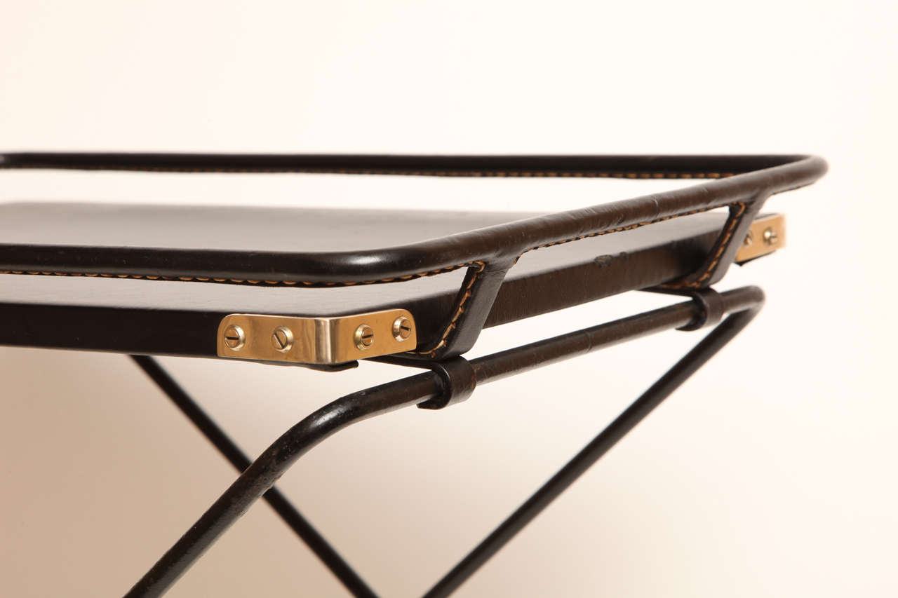 French 1960s Folding Tray Table in Black Leather at 1stDibs | french ...