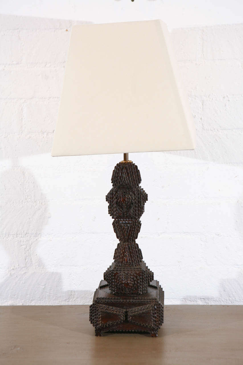 Pr. Tramp Art Table Lamps c. 1910 at 1stDibs