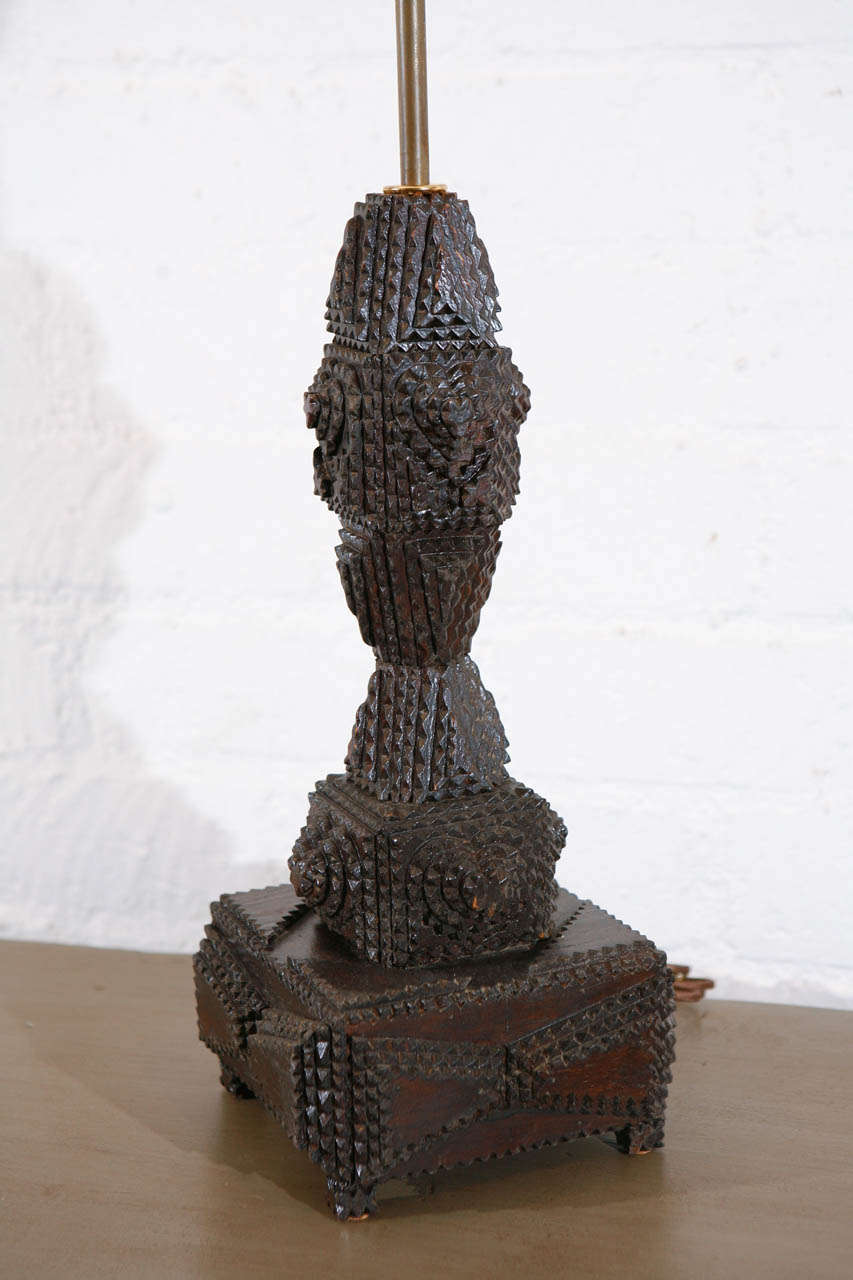 Pr. Tramp Art Table Lamps c. 1910 at 1stDibs
