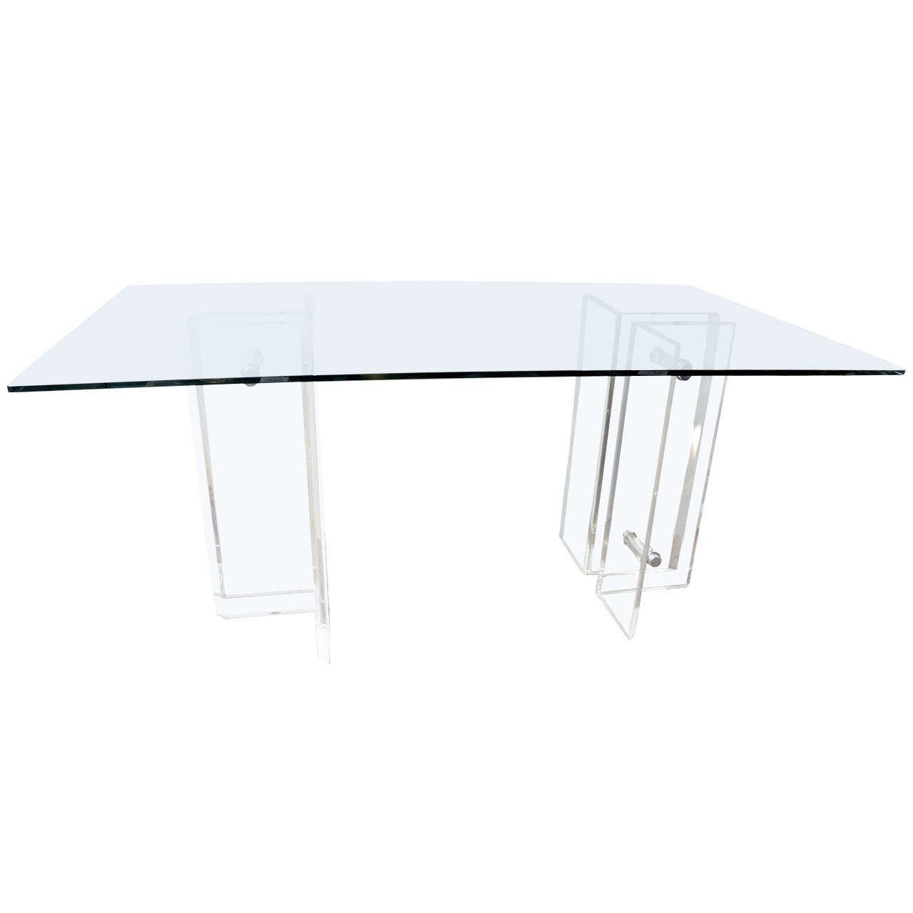 Lucite Base Glass Top Desk/Dining Table at 1stDibs